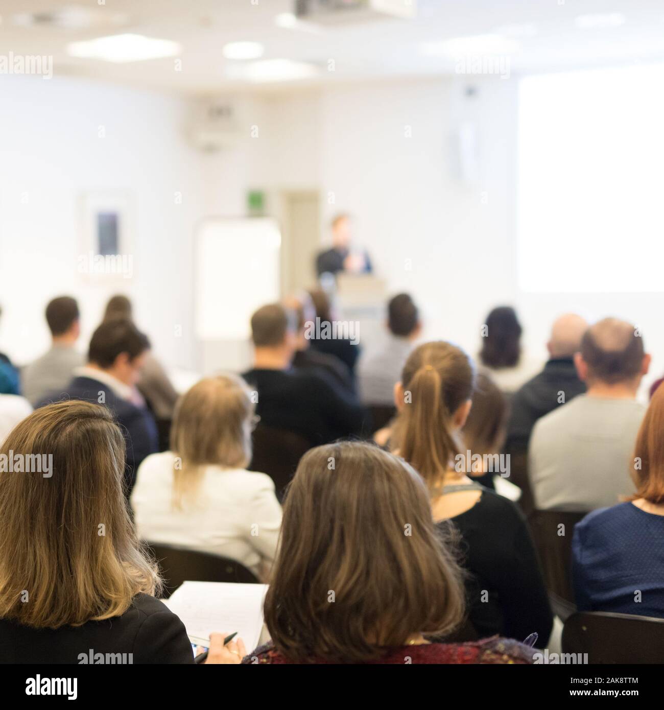 Business speaker giving a talk at business conference event Stock Photo ...