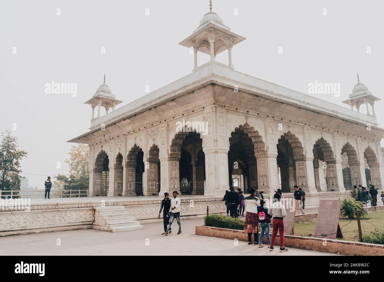 Delhi, India - January 4, 2020: Tourists enjoy the view of the ancient ...