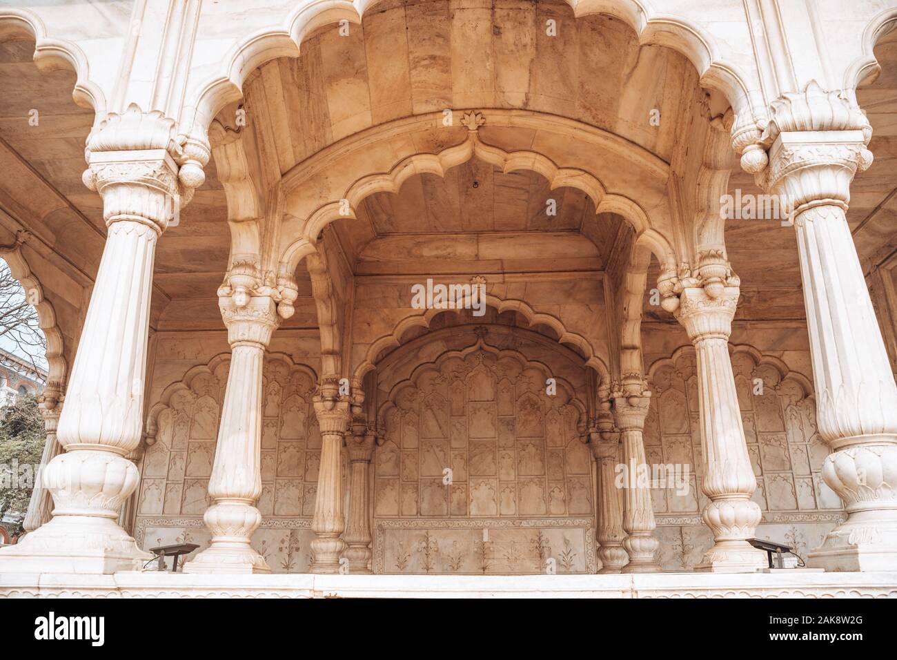 Inside the ancient Sawan Pavilion, inside the Red Fort complex in Delhi ...