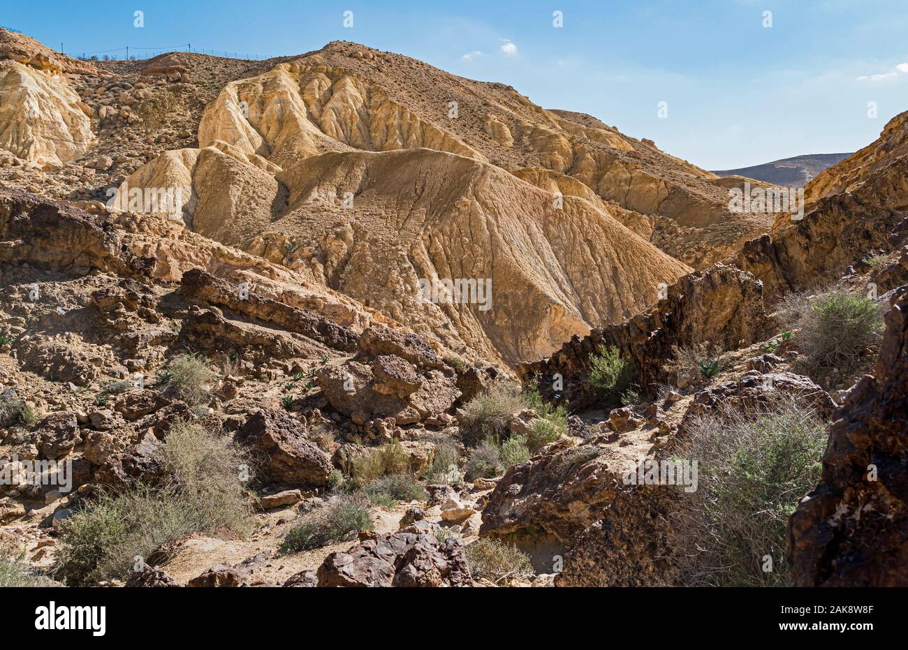 the rocky waterfall area of nahal karkash in the negev highlands ...