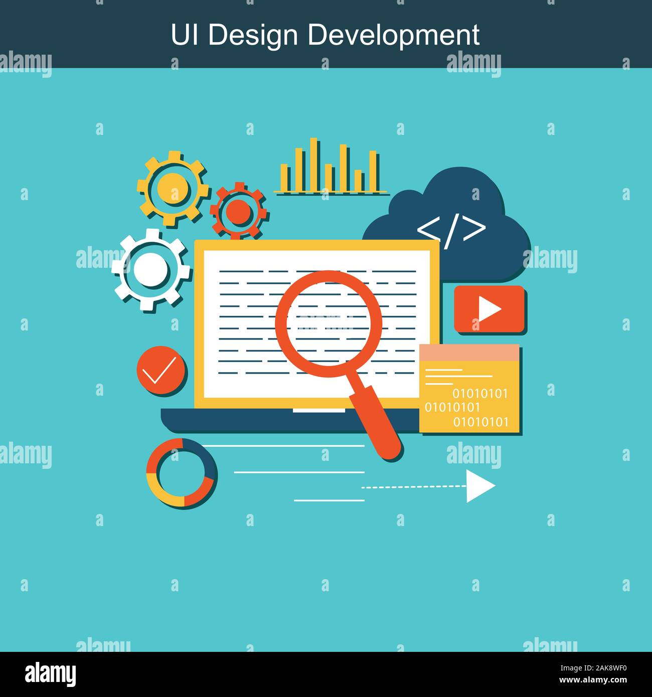 Responsive web design in modern flat vector style concept image stock ...