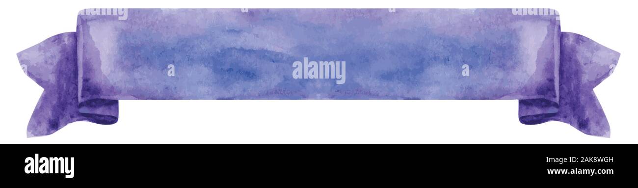 Vector violet ribbon. Hand painted banners isolated on white background ...