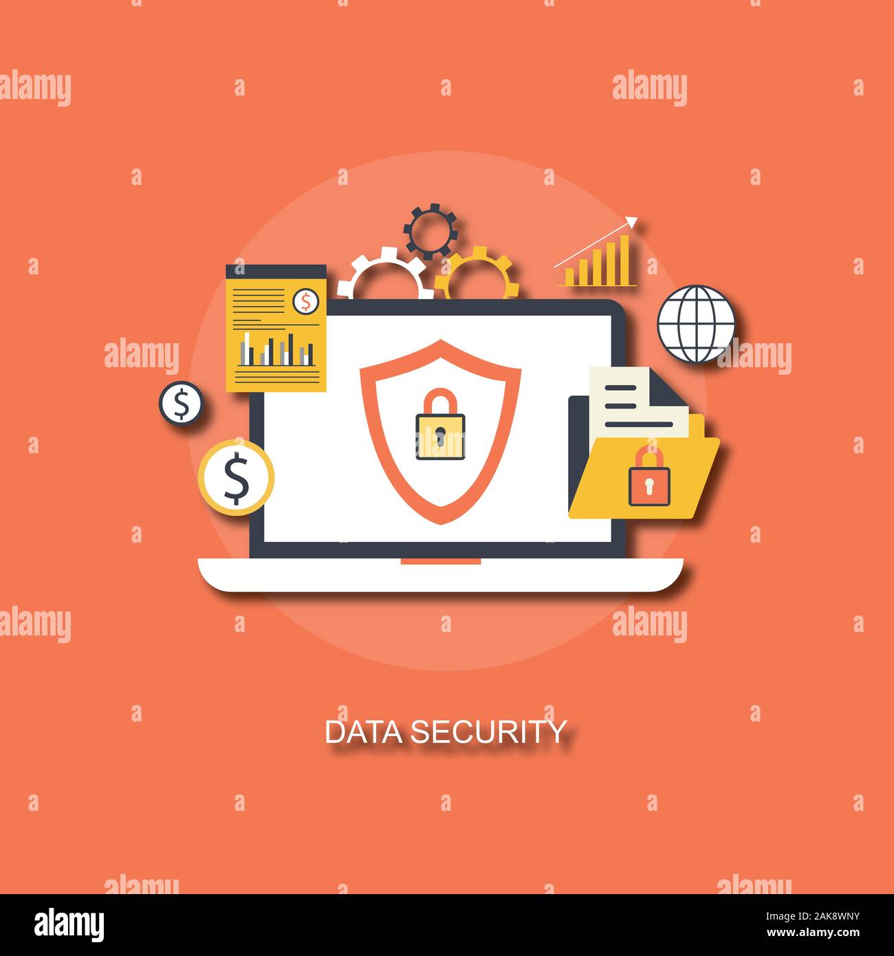 data protection concept. Hand holding smartphone, shield lock icon ...