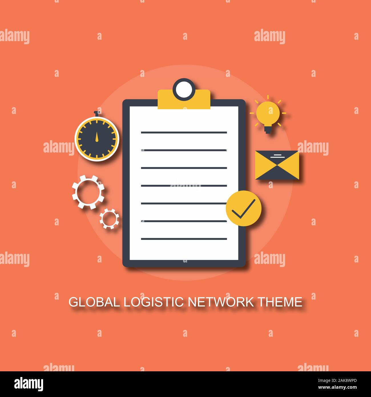Logistics and world famous landmarks banner template stock illustration ...