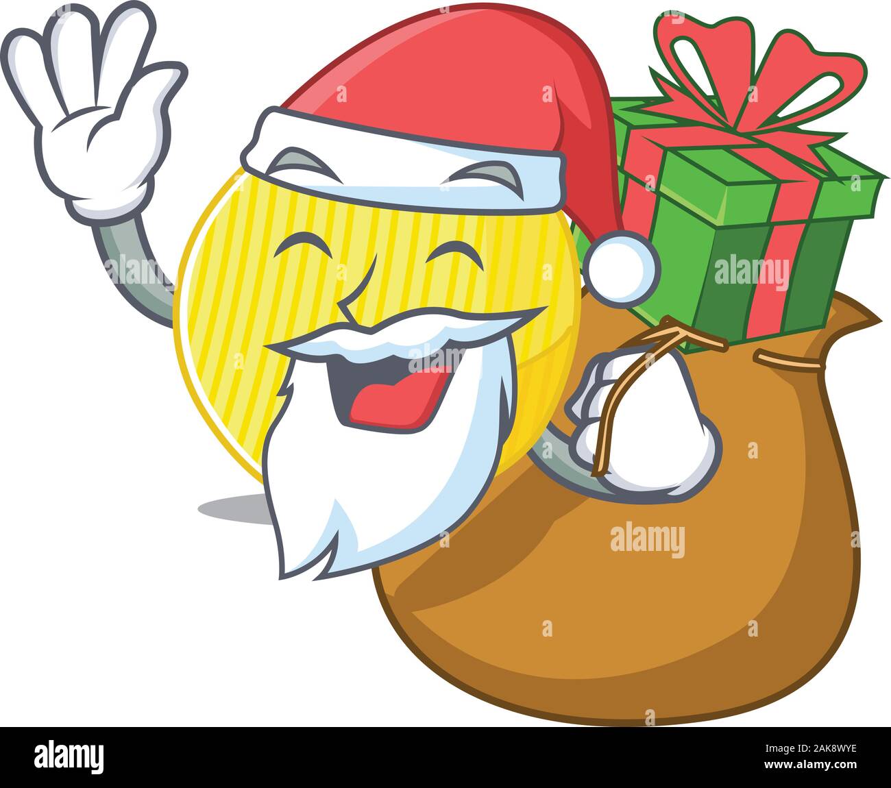 Santa potato chips Cartoon character design having box of gift Stock ...