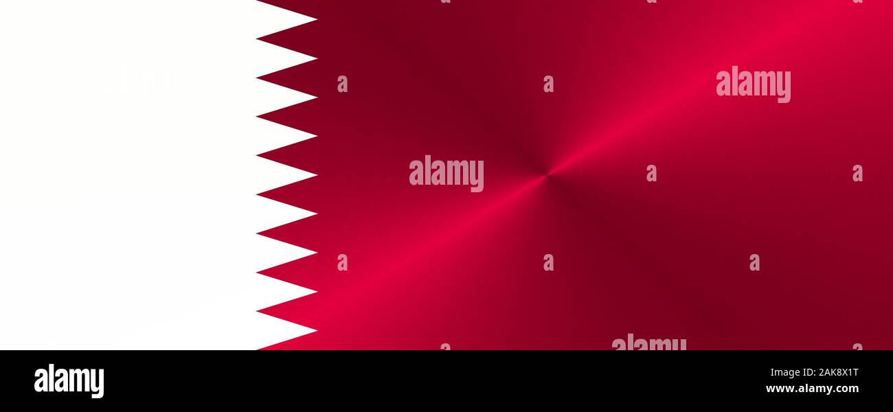 Flag of Qatar in traditional colors and proportion. Metal texture. 3D ...