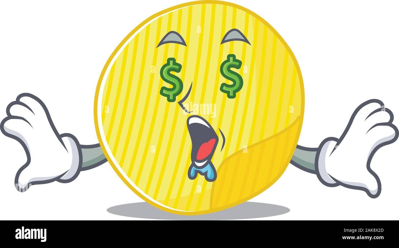 Happy rich potato chips with Money eye cartoon character style Stock ...
