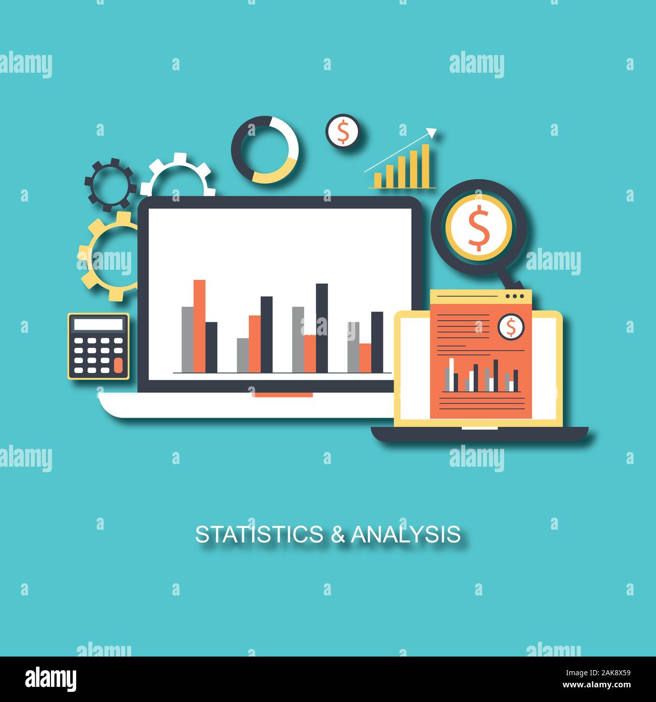 Statistics and data analysis stock illustration Stock Photo - Alamy