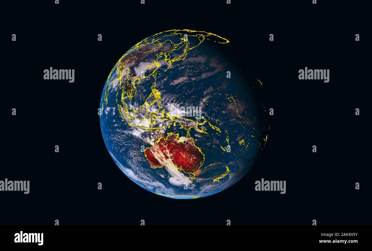 Bushfire places in Australia continent. Planet Earth. Satellite image ...