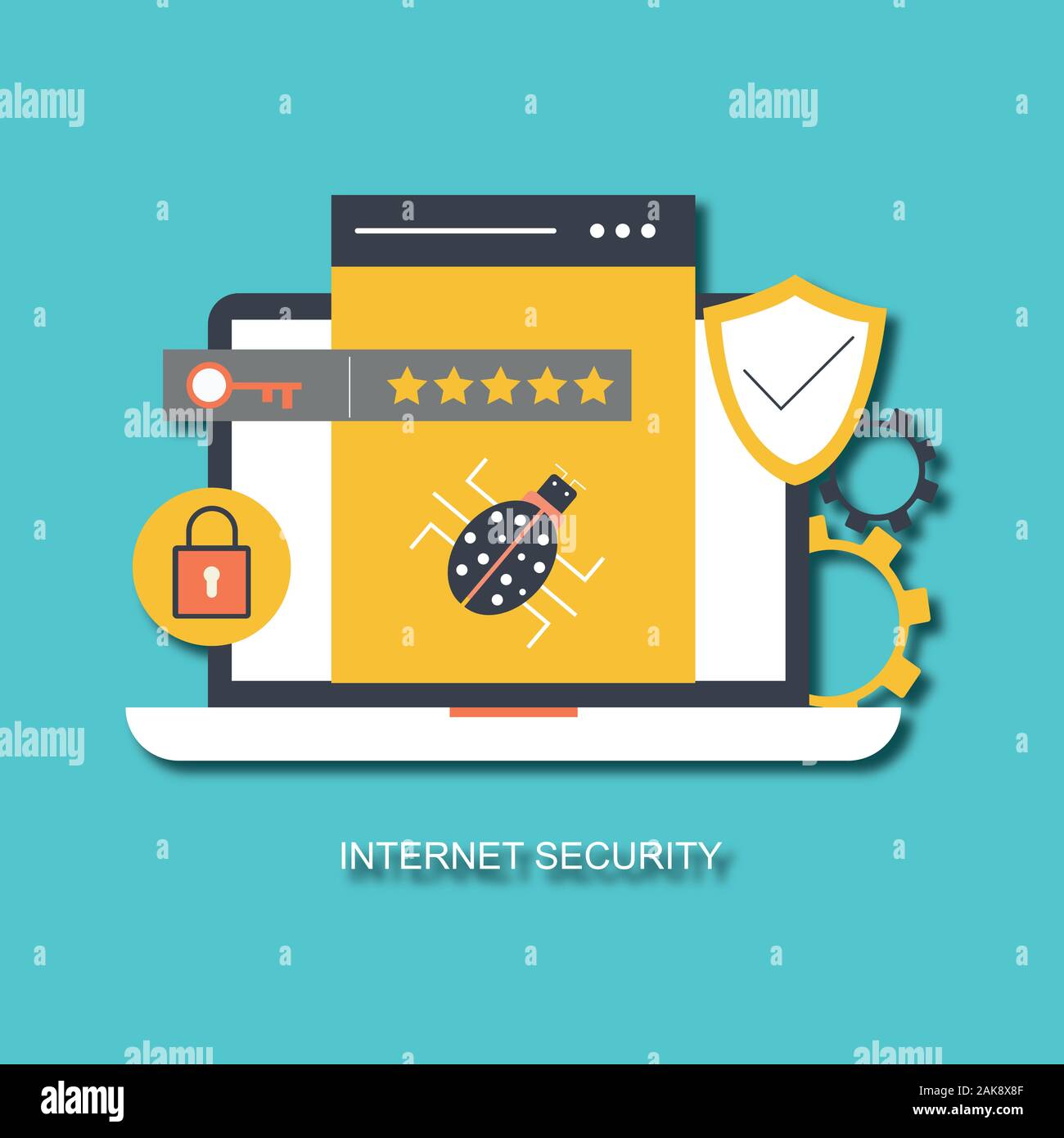 Vectors Network Security Landing Page. Data Protection Banner with Flat ...