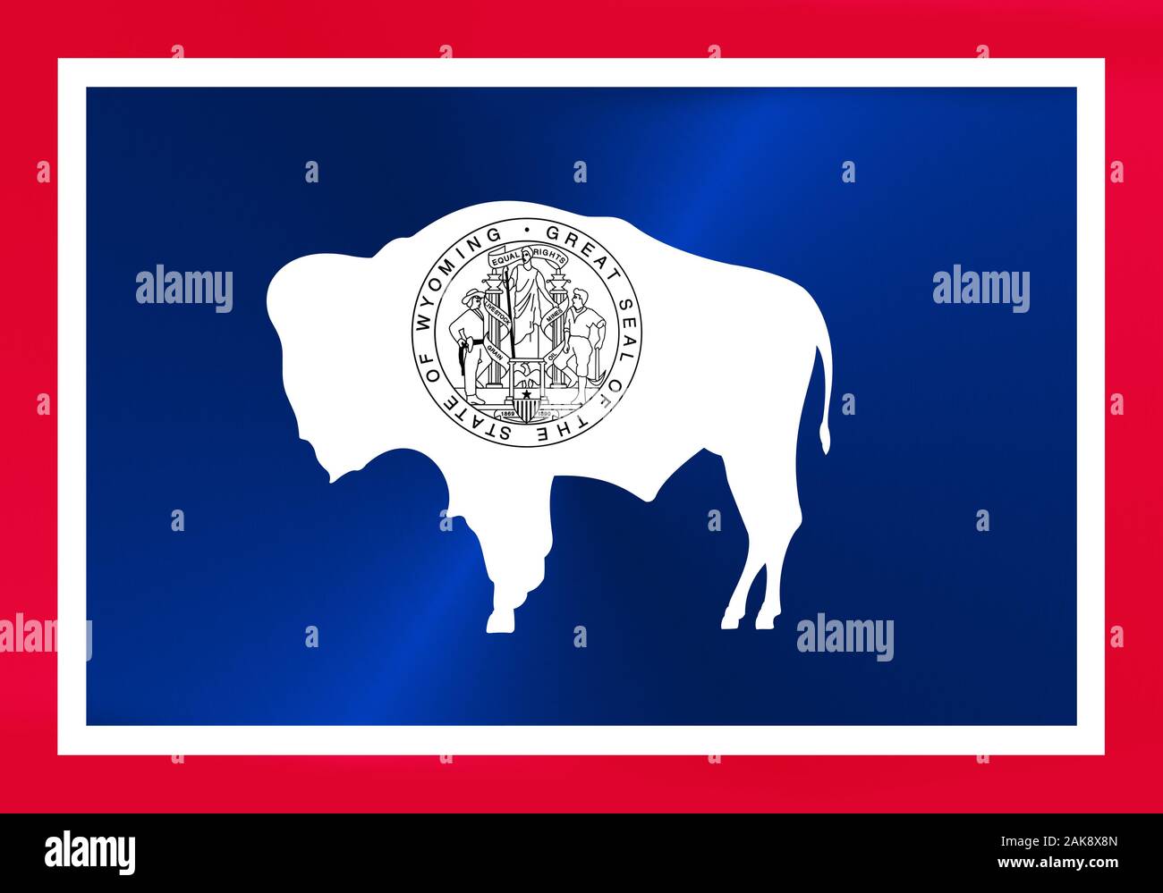 Flag of the U.S. state Wyoming in traditional colors. Texture of metal ...