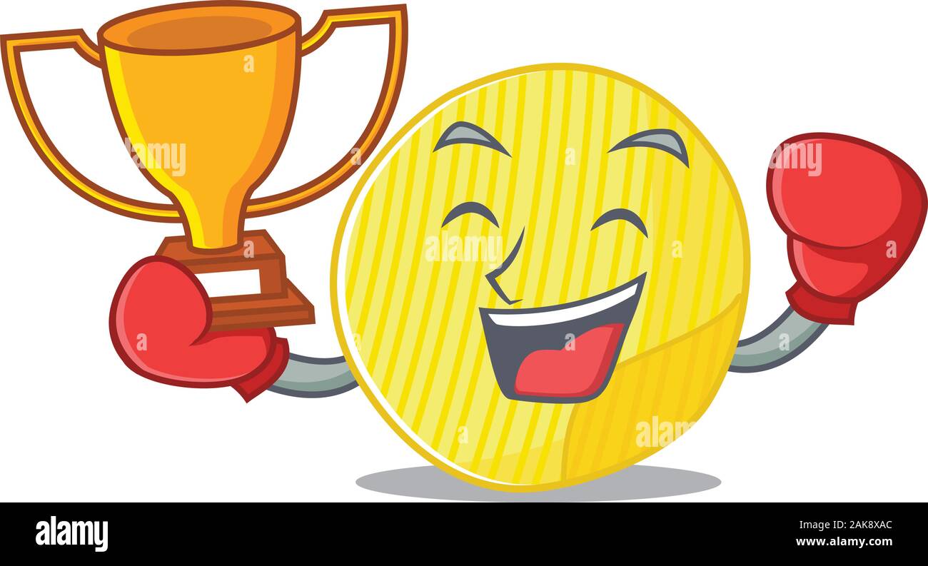 fantastic Boxing winner of potato chips in mascot cartoon style Stock ...