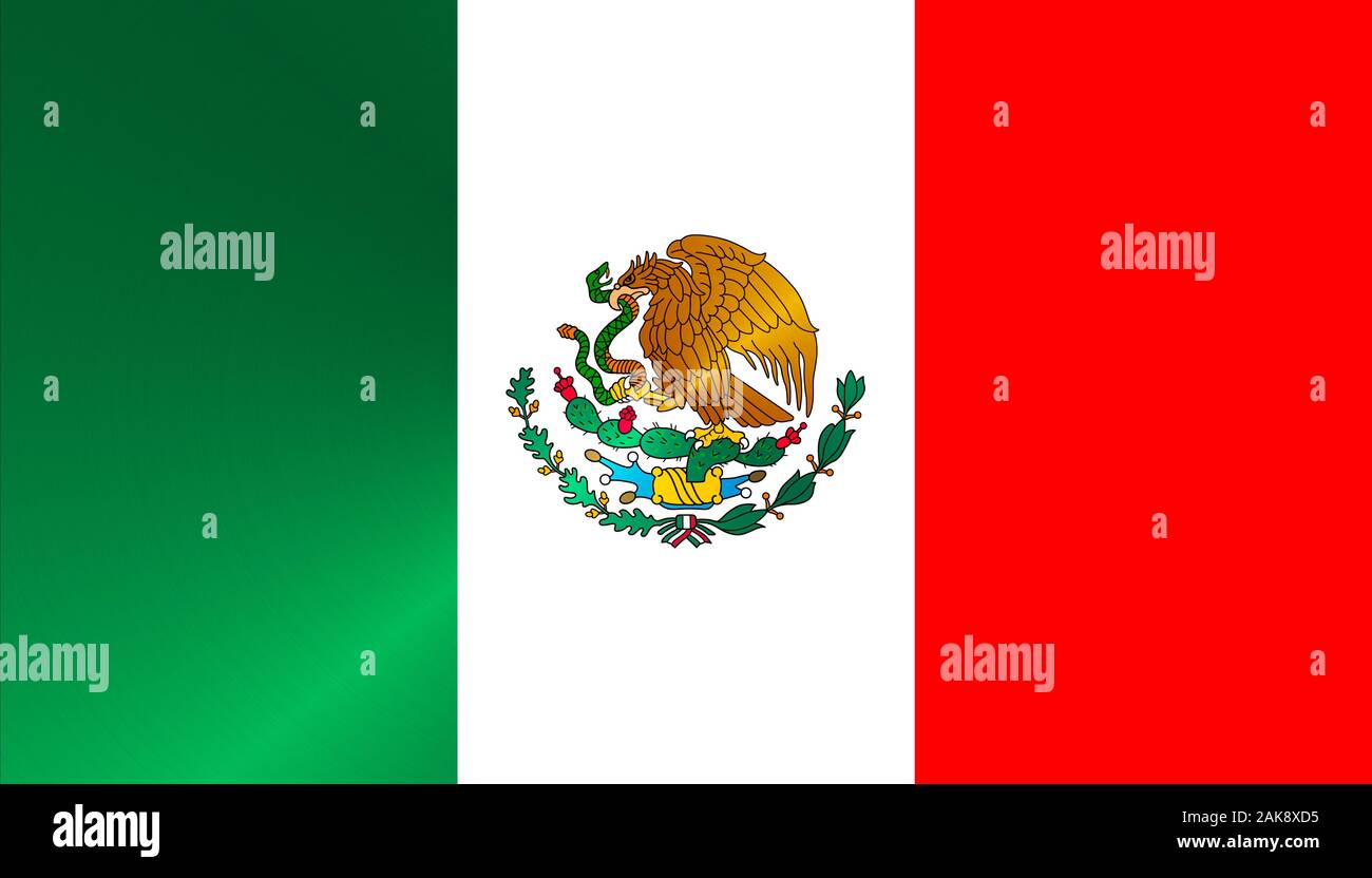 Flag of Mexico in traditional colors and proportion. Metal texture. 3D ...