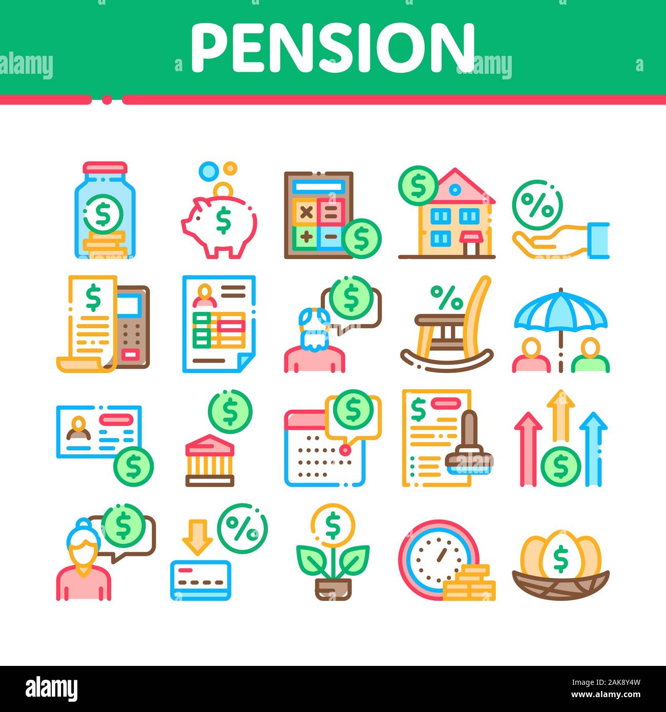 Retirement isolated linear icons hi-res stock photography and images ...