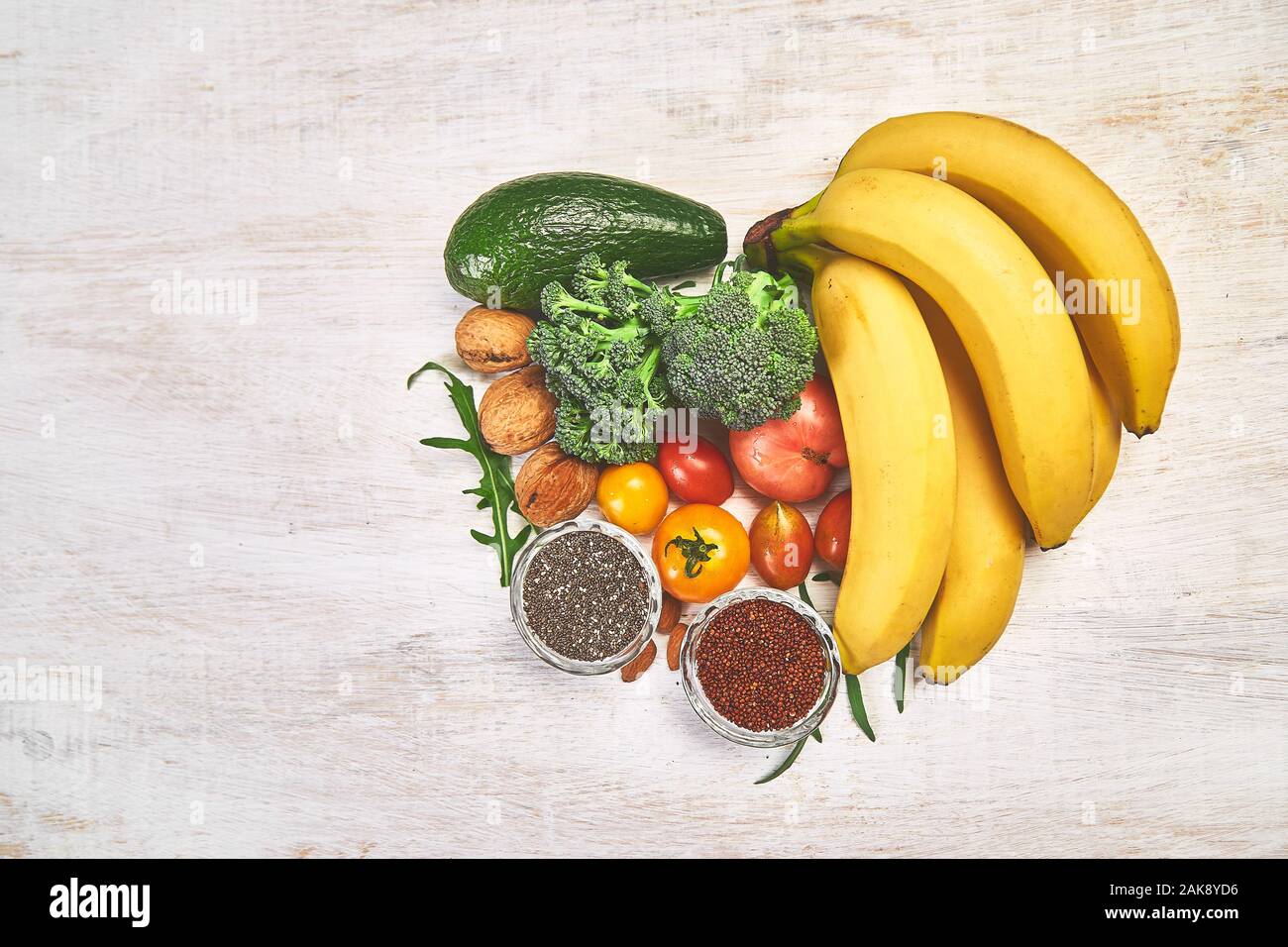 Heart shape of food health for heart. Ingredients for healthy foods ...