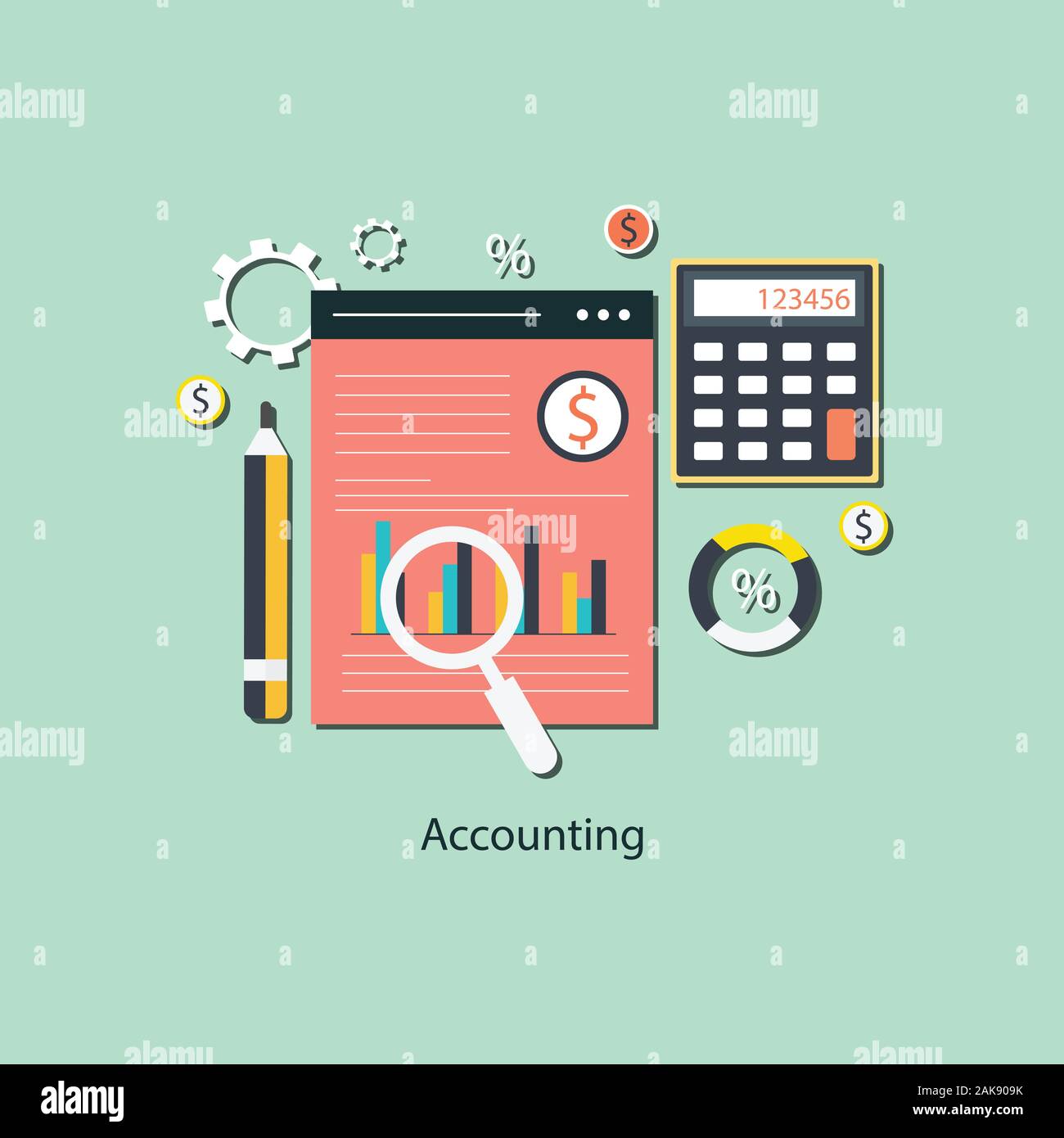 Auditing concepts. Auditor at table during examination of financial ...