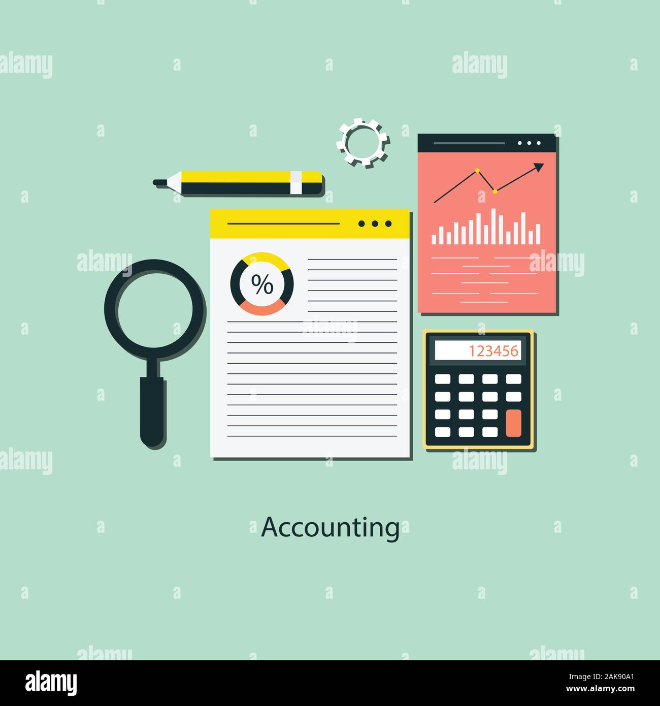 Auditing concepts. Auditor at table during examination of financial ...