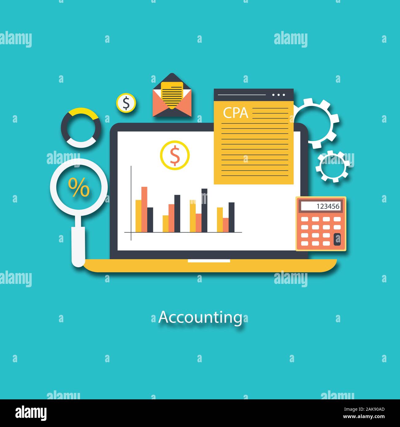 Auditing concepts. Auditor at table during examination of financial ...