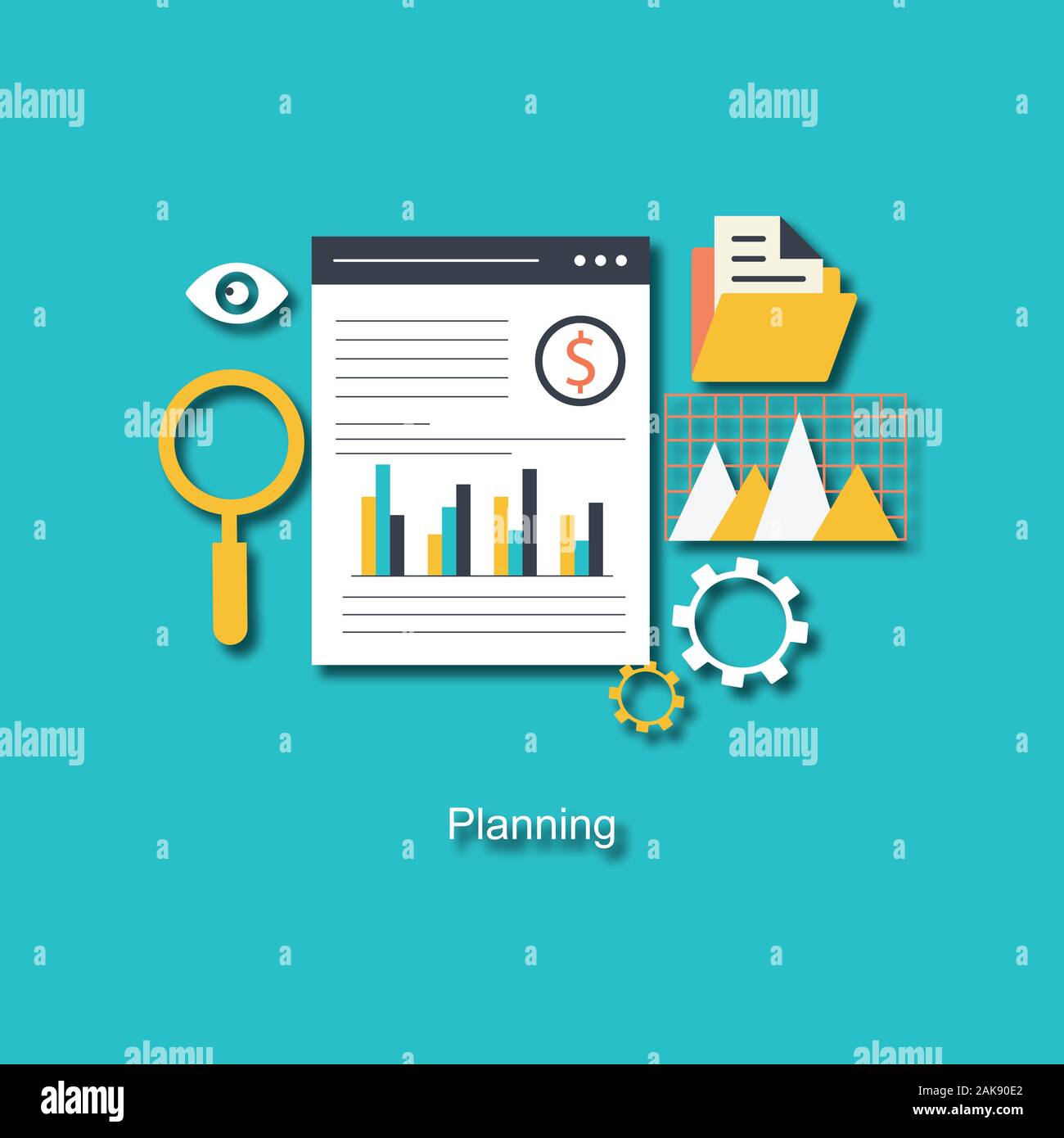 Flat business analytics graph on mobile device stock illustration Stock ...