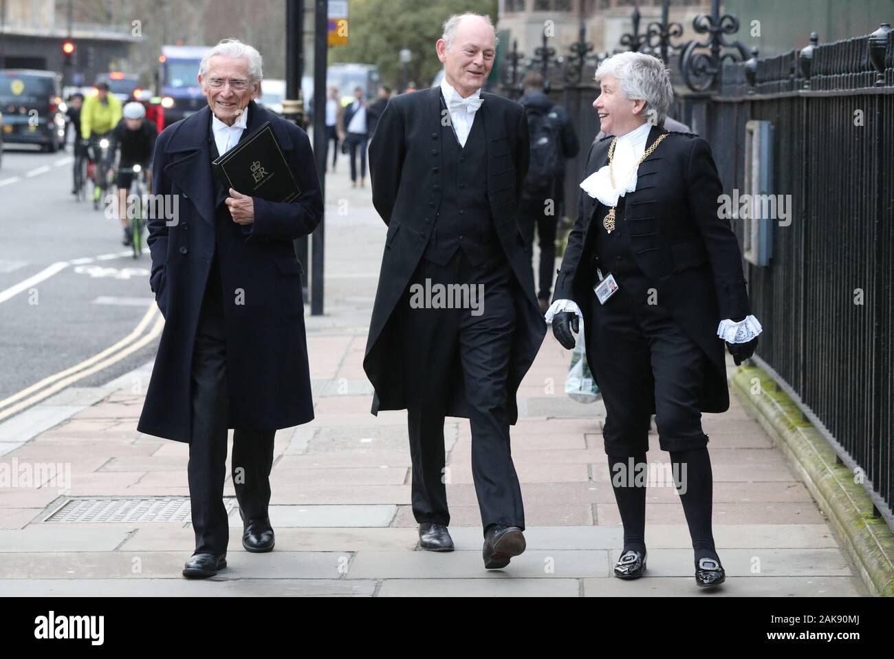 Lord Speaker Lord Fowler (left) with colleagues arriving to attend the ...