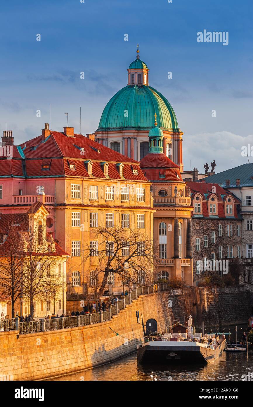 Prague, Czech Republic - The world famous St. Francis of Assisi Church ...