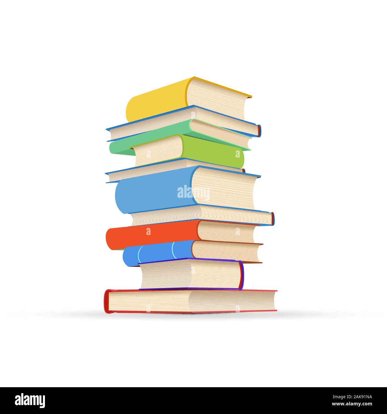 Stack of different colorful textbooks isolated on white Stock Vector ...