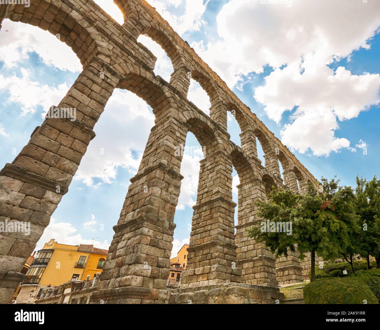 Medieval aqueduct in the Spanish town Segovia ( UNESCO World Heritage ...