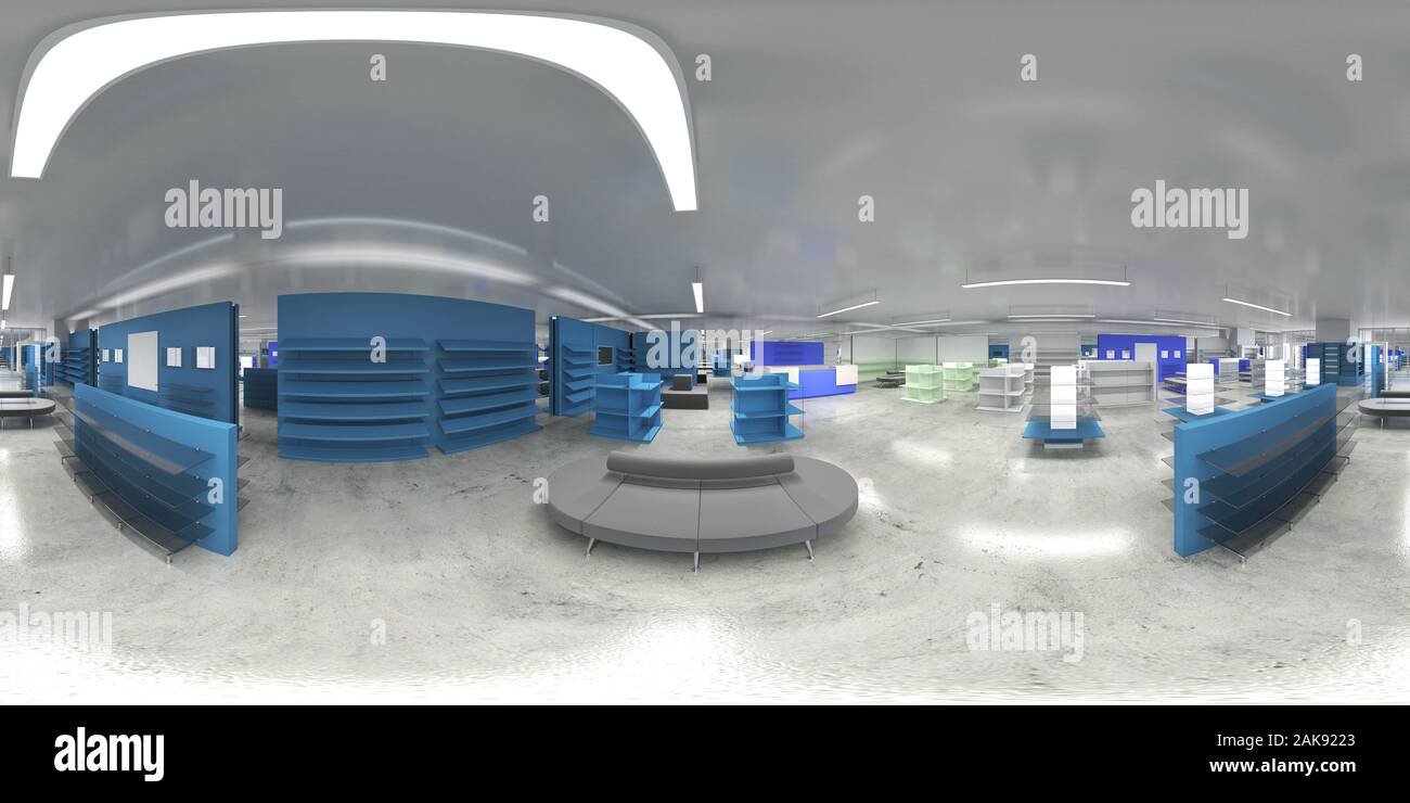 spherical panorama of the interior, 3D illustration Stock Photo - Alamy
