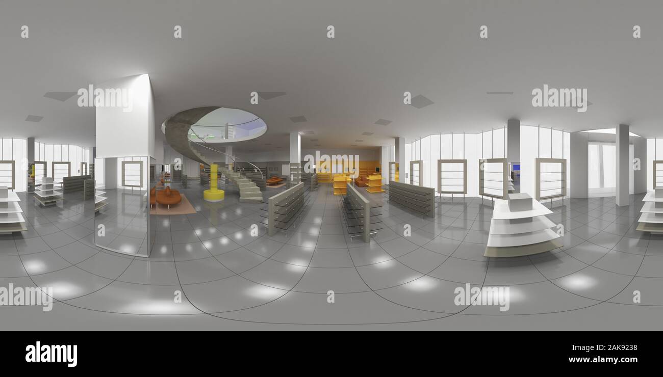 spherical panorama of the interior, 3D illustration Stock Photo - Alamy