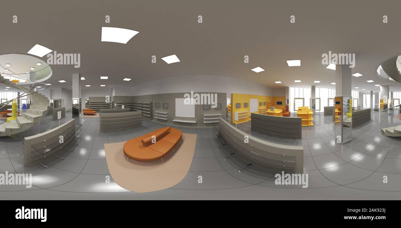 spherical panorama of the interior, 3D illustration Stock Photo - Alamy