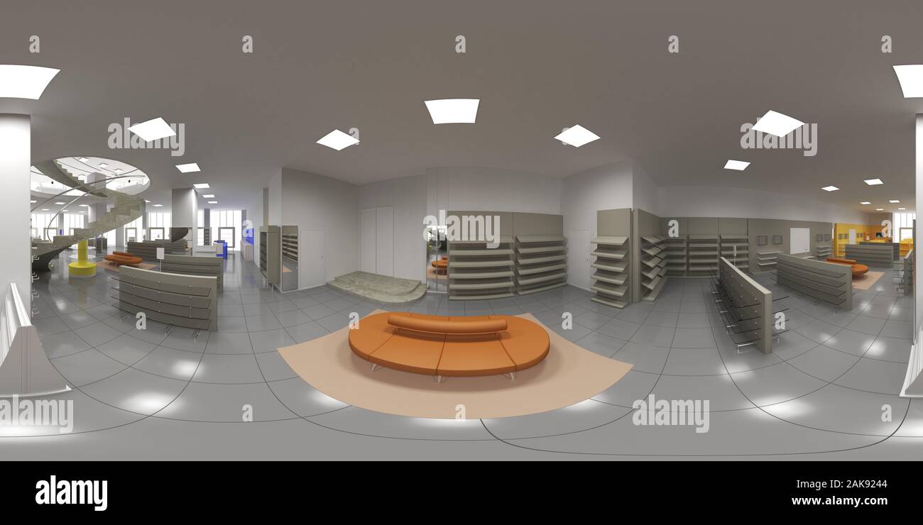 spherical panorama of the interior, 3D illustration Stock Photo - Alamy