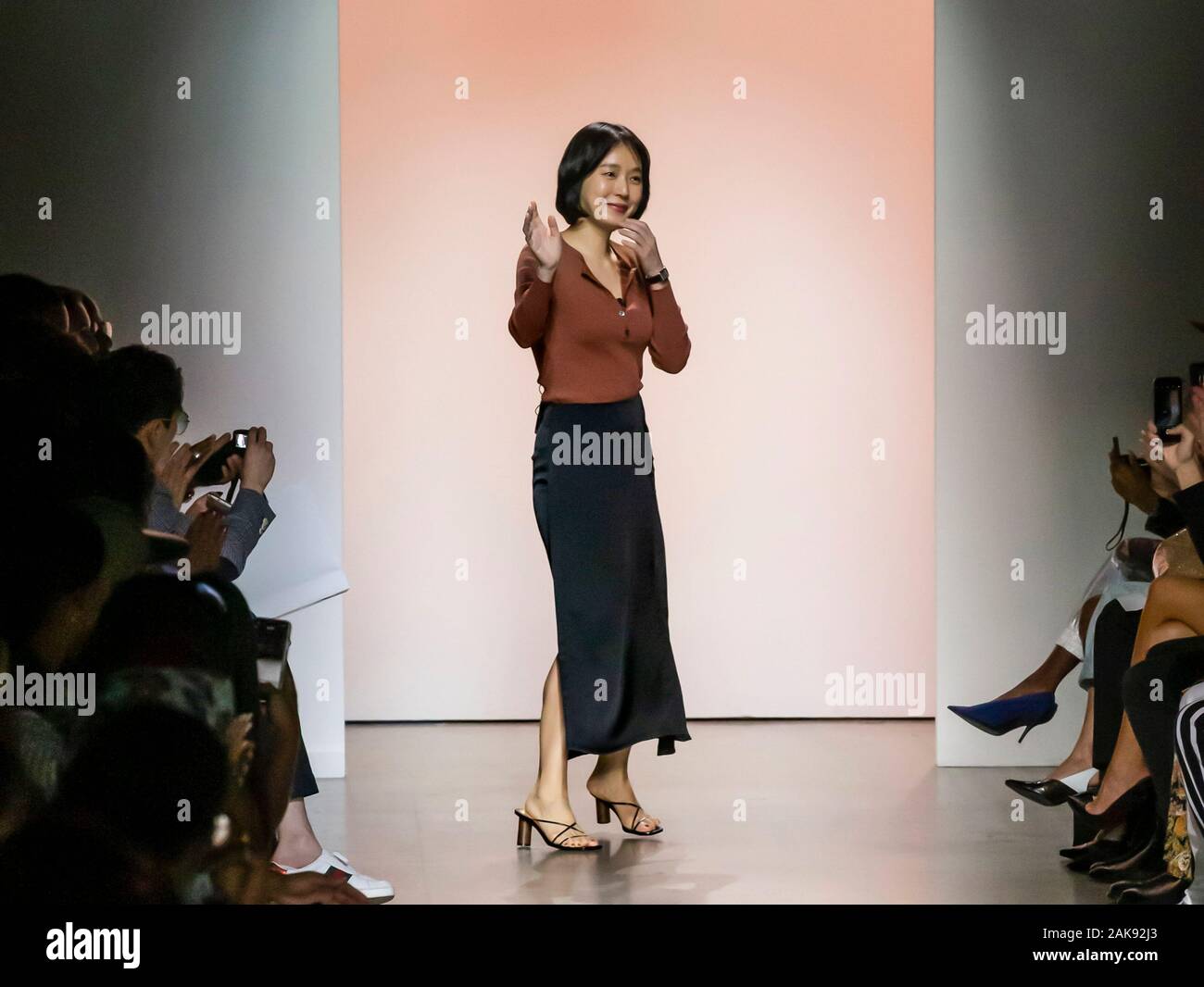 New York, NY - Sept 06, 2019: Designer Seunghee Lee walks the runway at the LEYII for Concept ...