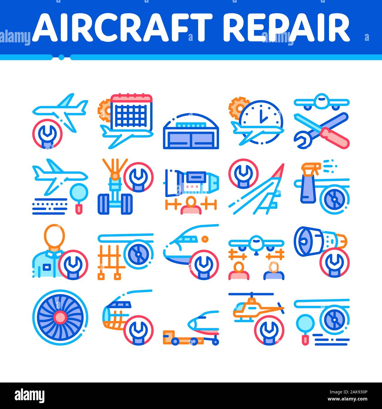 Aircraft Repair Tool Collection Icons Set Vector Stock Vector Image ...
