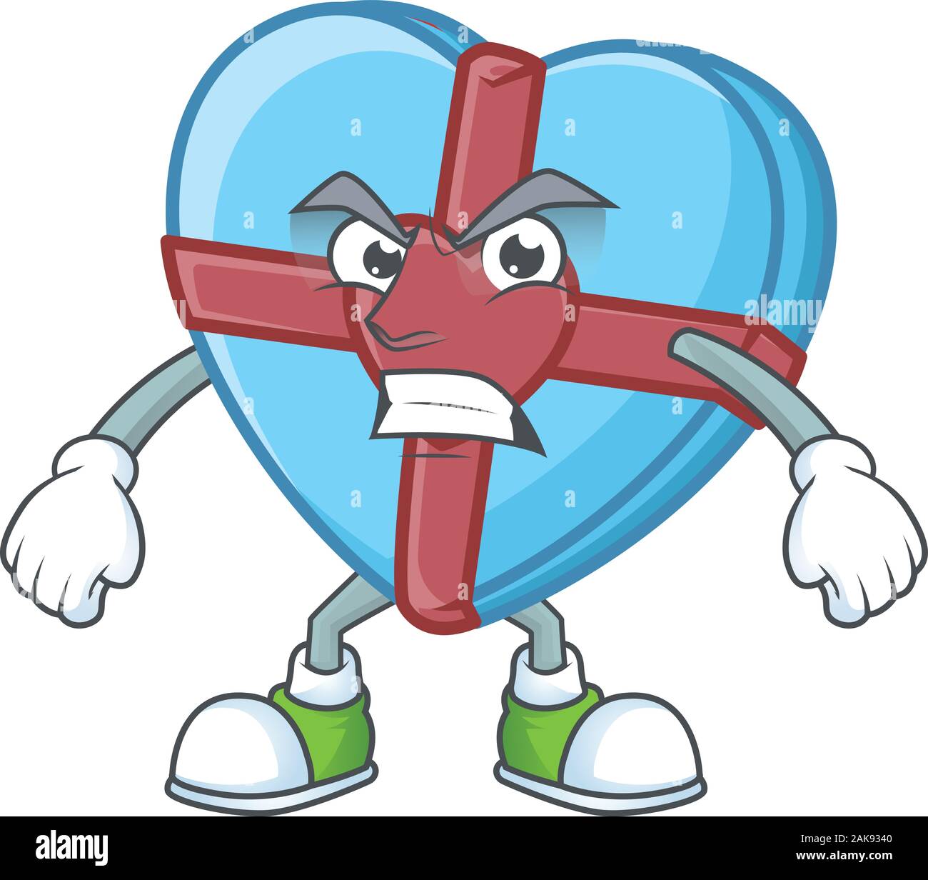 cartoon character of love gift blue with angry face Stock Vector Image ...