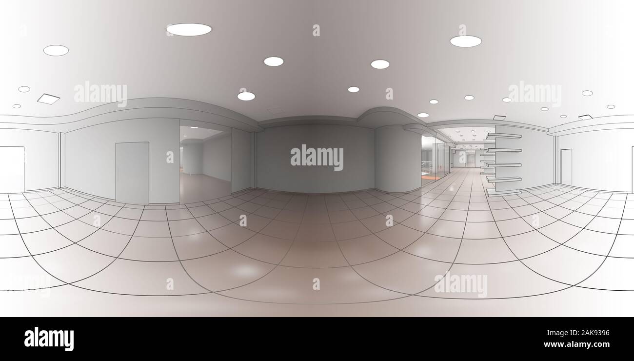 spherical panorama of the interior, 3D illustration Stock Photo - Alamy