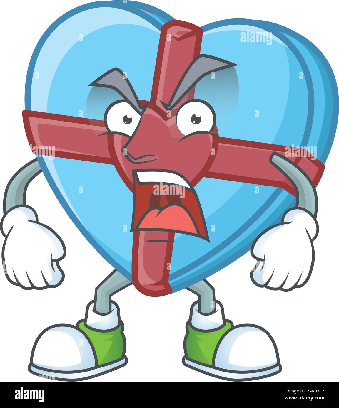 Love gift blue cartoon character design having angry face Stock Vector ...