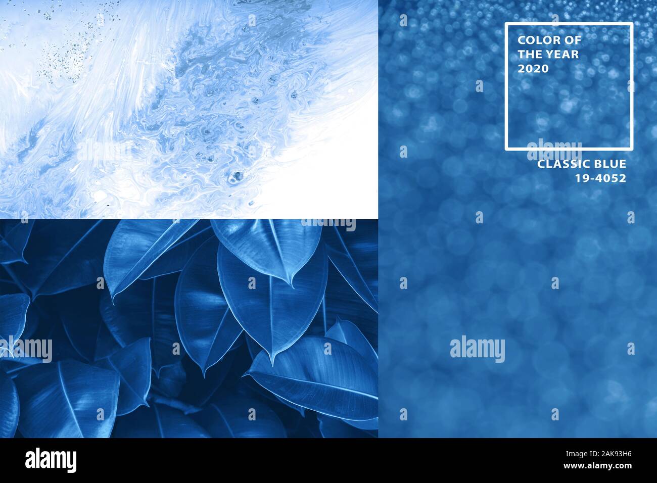 Collage with blue color. The main color concept Stock Photo - Alamy