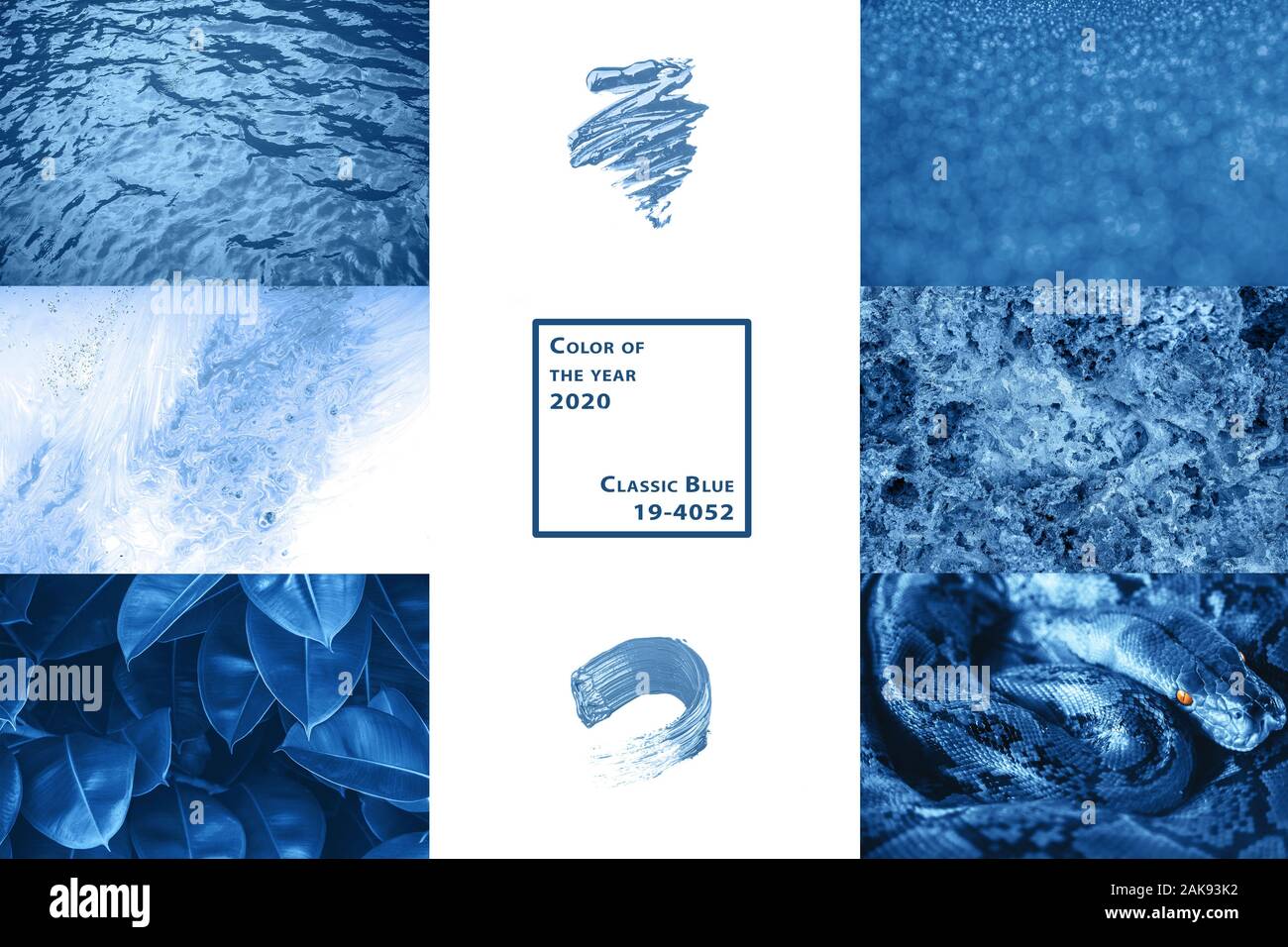 Collage with blue color. The main color concept Stock Photo - Alamy