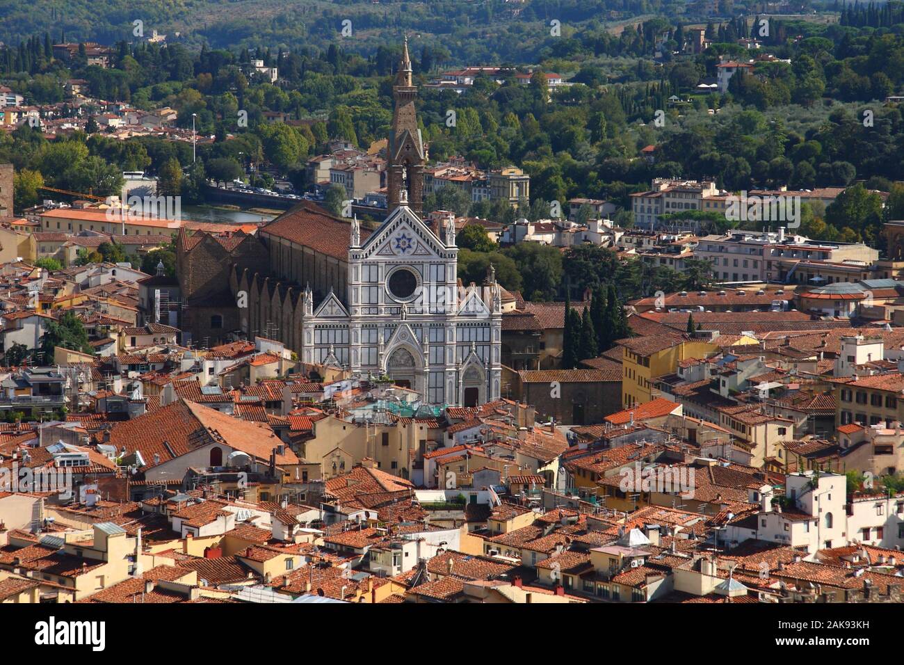 Aerial view of Florence and Famous Santa Croce cathedral Stock Photo ...