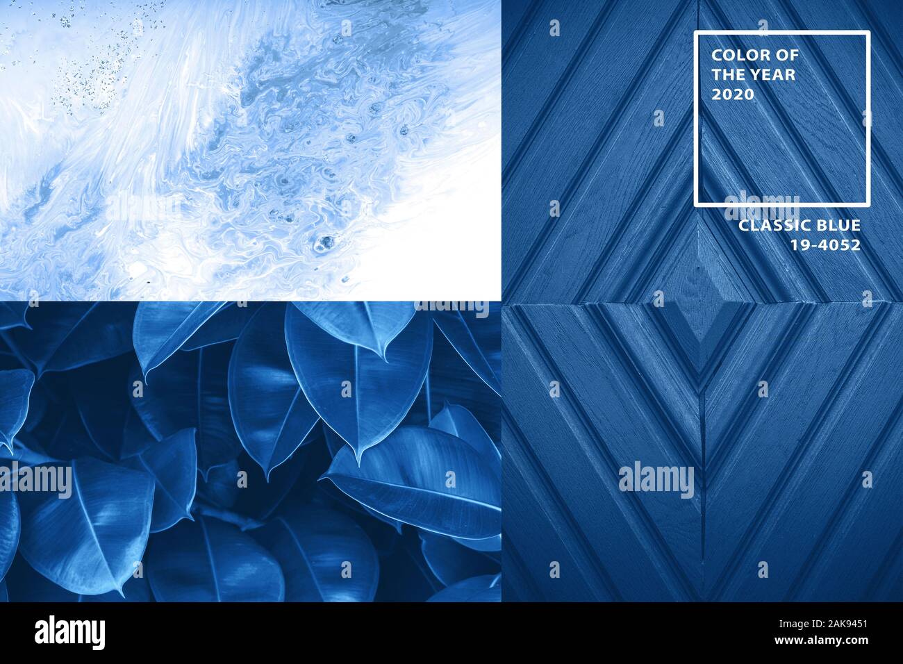 A collage of three pictures of the popular blue color Stock Photo - Alamy