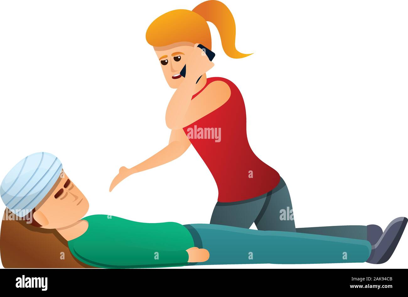 Girl call medical help icon. Cartoon of girl call medical help vector ...