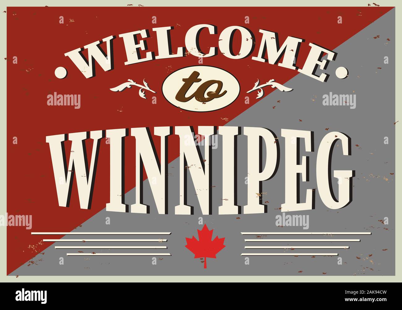 Vintage Touristic Welcome Card - Winnipeg, Canada, vector illustration ...