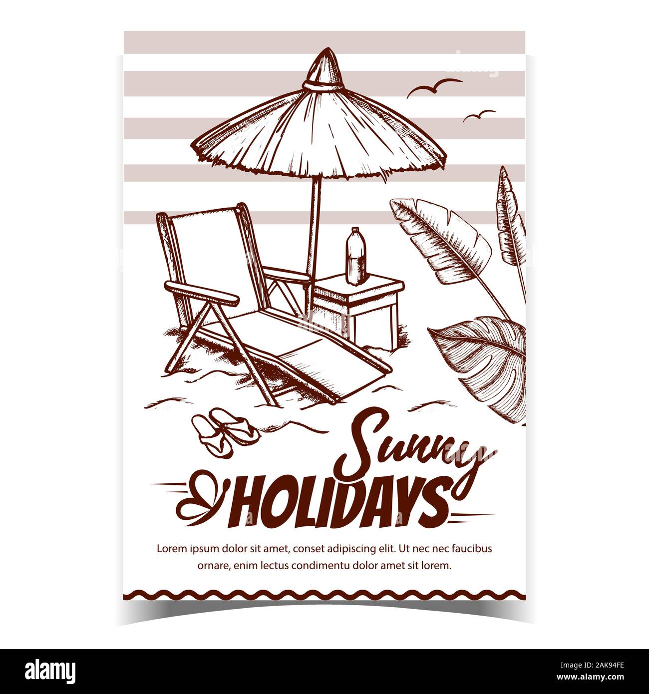 Sunny Holidays Coast Advertising Poster Vector Stock Vector Image & Art ...