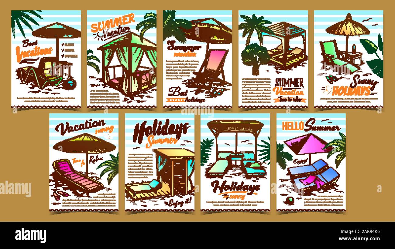 Summer Vacation Advertising Posters Set Vector Stock Vector Image & Art ...
