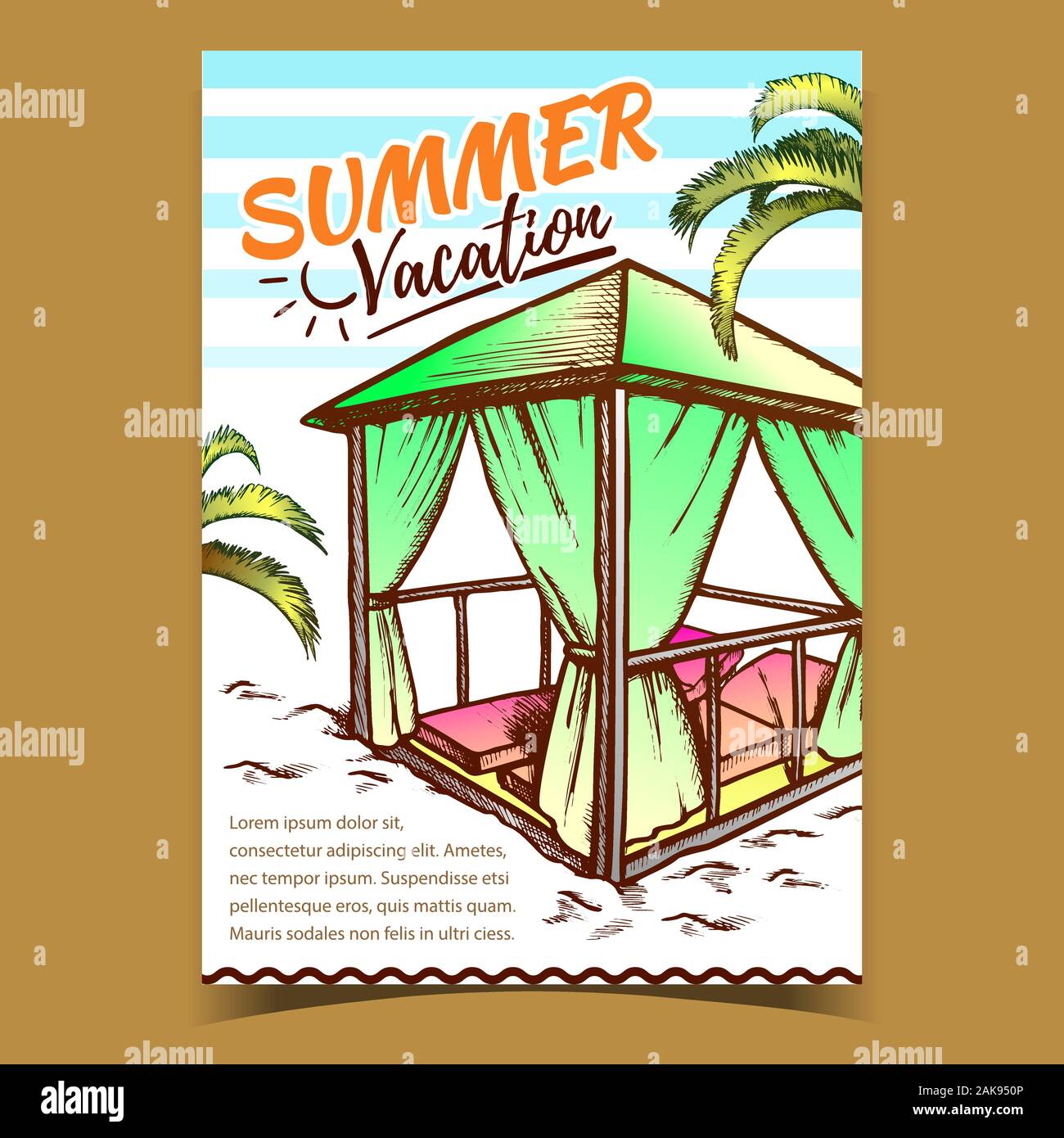 Summer Vacation Beach Advertising Poster Vector Stock Vector Image ...