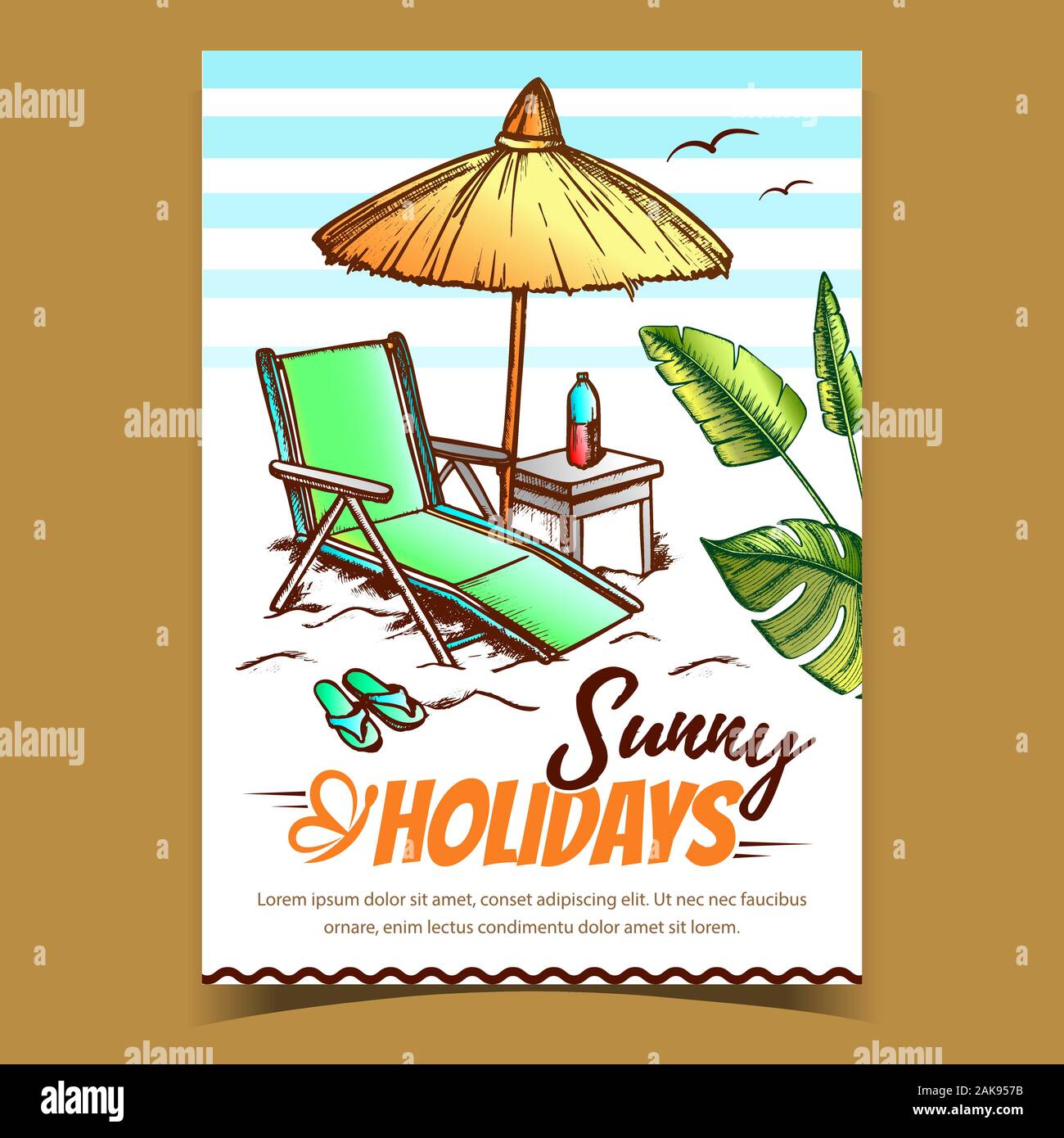 Sunny Holidays Coast Advertising Poster Vector Stock Vector Image & Art ...