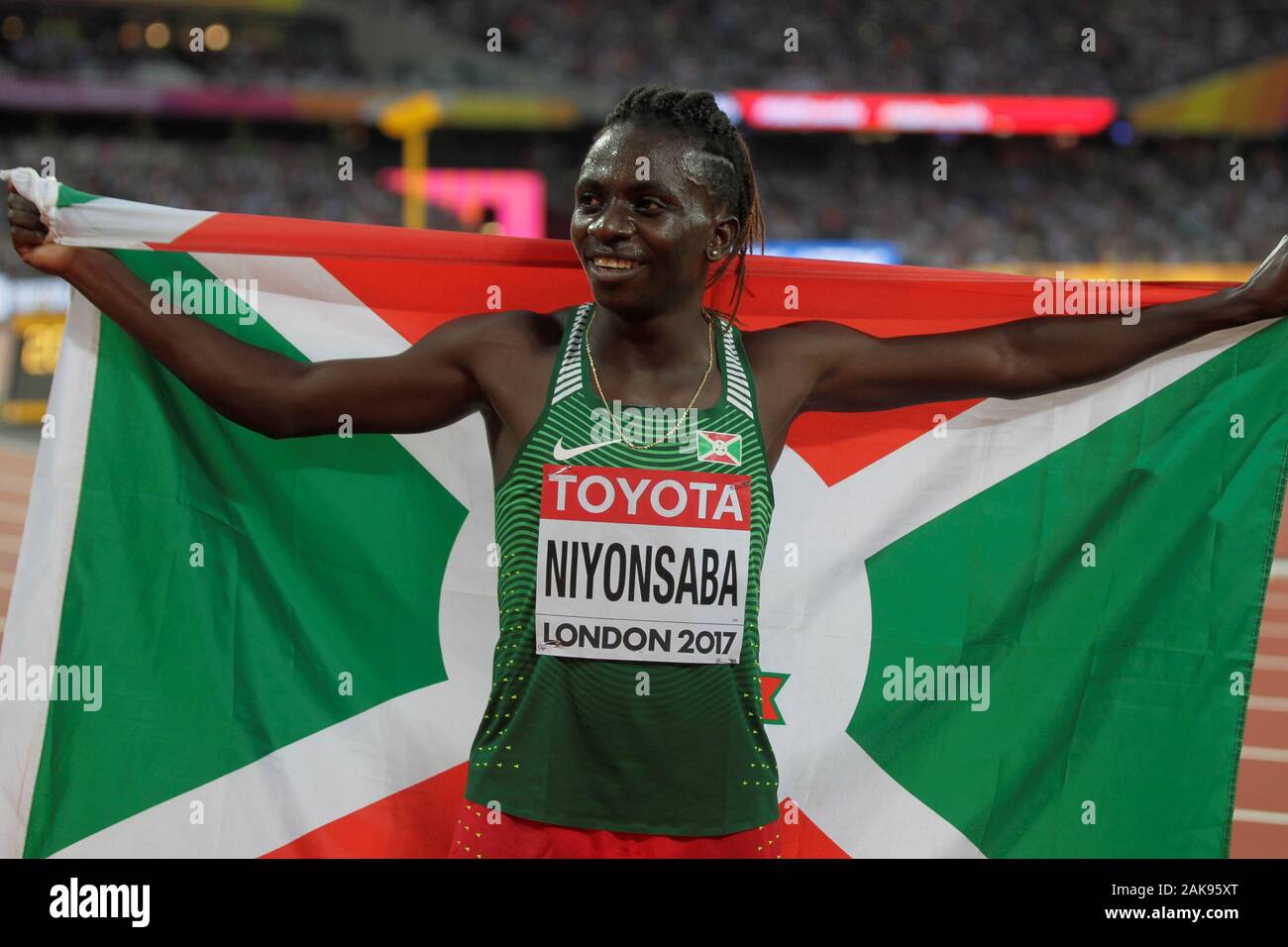 Francine Niyonsaba (Burundaise) during the Final 800m women of the IAAF ...