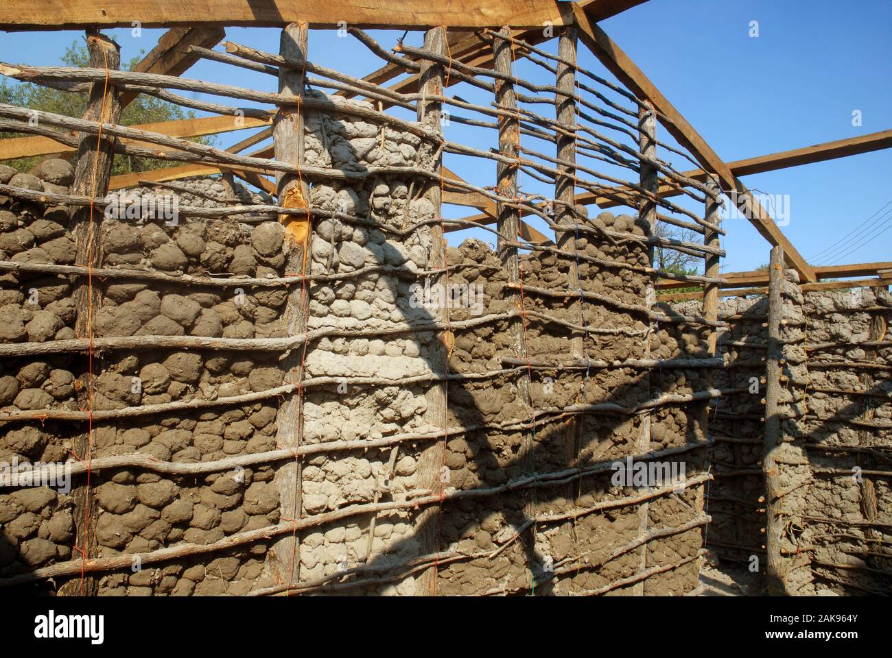 Making a mud house, Mwandi, Zambia, Africa Stock Photo - Alamy
