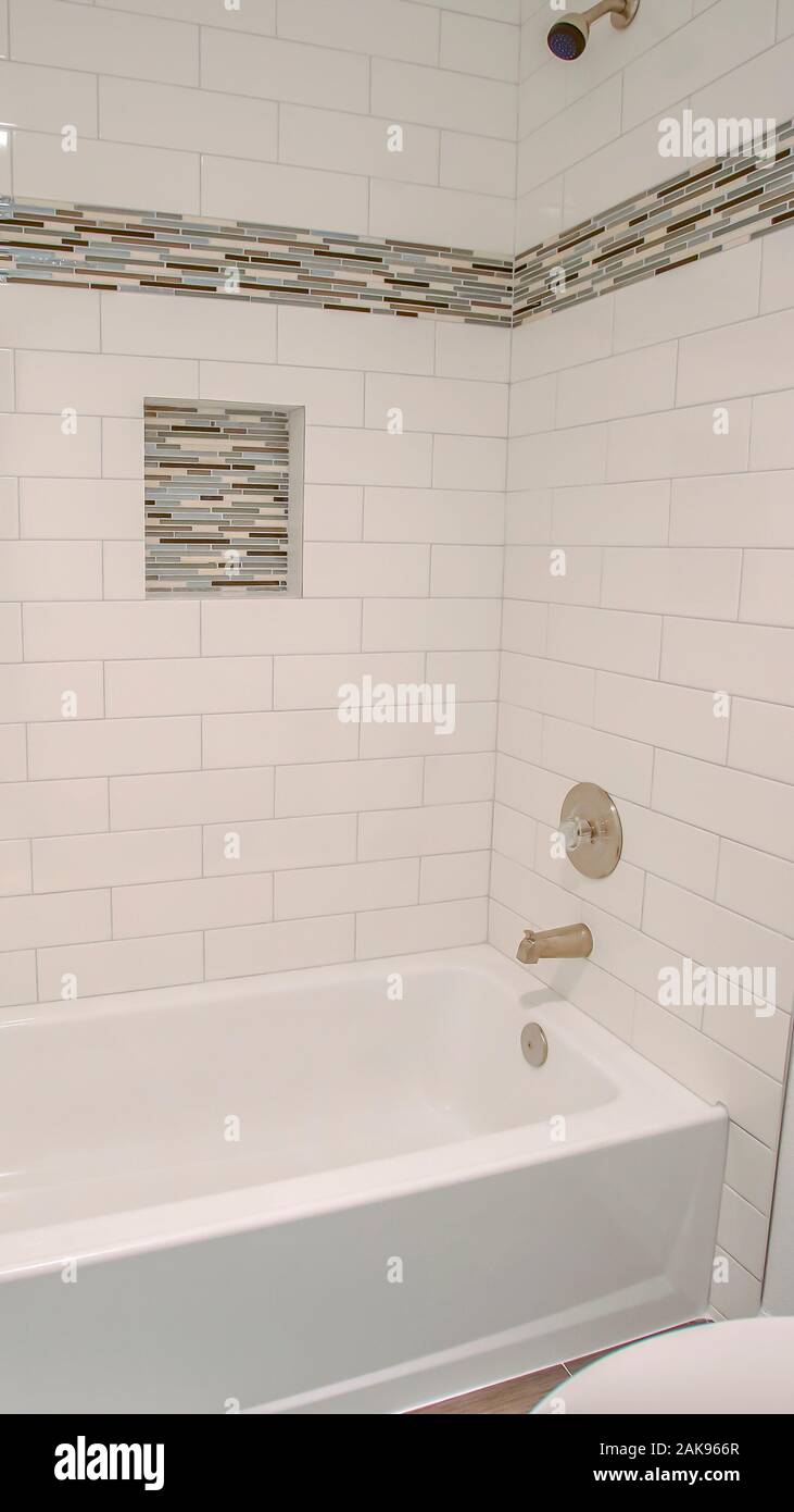 Vertical frame Tub with cool backsplash clean inside Stock Photo - Alamy