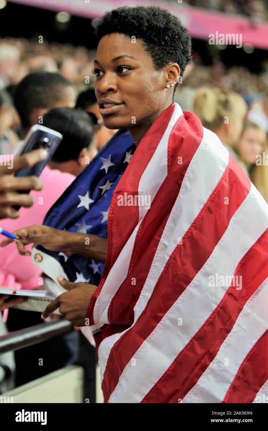 Phyllis Francis (USA) during the Final 4x400m women of the IAAF World ...